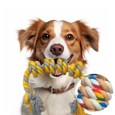 China Chewer Toy Large Dog Aggressive Colors Crocheted Indestructible Rope Polyester Material for sale
