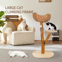 China Natural Wood Cat Tower Multi Level Modern Design for Easy Climb Small Old Cats Custom Size for sale