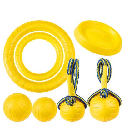 China Interactive EVA Indestructible Tennis Ball Float Dog Toy 7cm 9cm Durable Rubber Rope for sale