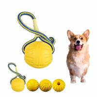 China Interactive EVA Indestructible Tennis Ball Float Dog Toy 7cm 9cm Durable Rubber Rope for sale
