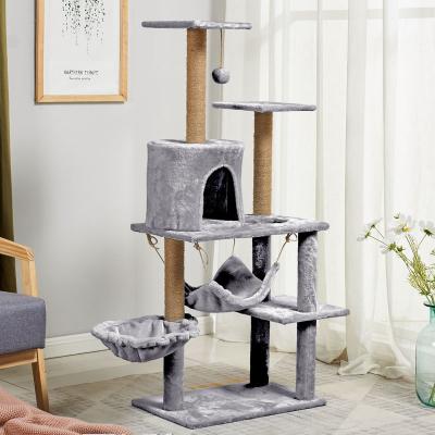 China 38x55x130cm Multilayer Cat Tree Tower for Large Cats 49 Inch Tall Black Climbing House for sale