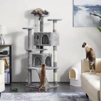 China 38x55x130cm Multilayer Cat Tree Tower for Large Cats 49 Inch Tall Black Climbing House for sale