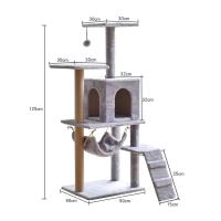 China 38x55x130cm Multilayer Cat Tree Tower for Large Cats 49 Inch Tall Black Climbing House for sale