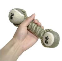 China Cotton Rope Dog Chew Toy with Tennis Ball Dumbbells for Medium Large Dogs 25cm for sale