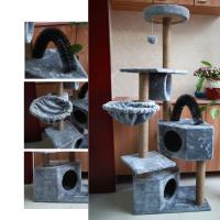 China Wooden Large Cat Scratcher House Tower with Sisal Fabric 37x58x158cm Custom Sizes for sale