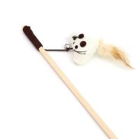 China M Size Cat Teaser Wand Natural Wood Cat Feather Stick Interactive Pet Toy OEM ODM for sale