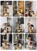 China Wooden Large Cat Scratcher House Tower with Sisal Fabric 37x58x158cm Custom Sizes for sale