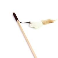 China M Size Cat Teaser Wand Natural Wood Cat Feather Stick Interactive Pet Toy OEM ODM for sale
