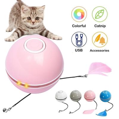 China Interactive Electric Cat Toy with Laser & Feather - 65mm USB Rechargeable Ball, 3-4 Hour Battery Life for sale