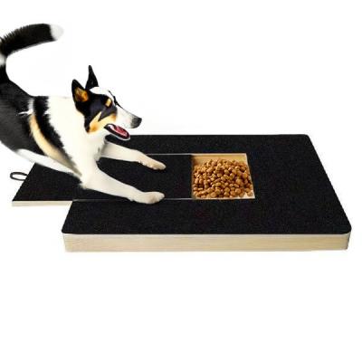 China Wooden Dog Nail Scratch Board with Treat Dispenser 13.77x9.84x1.2 inch for Indoor Outdoor Use for sale