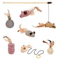 China 7-Piece Cat Teaser Wand Set with Wooden Gift Box - Interactive Cat Toys for Indoor Play for sale