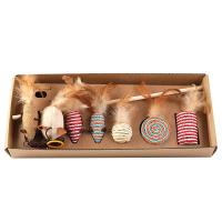 China 7-Piece Cat Teaser Wand Set with Wooden Gift Box - Interactive Cat Toys for Indoor Play for sale