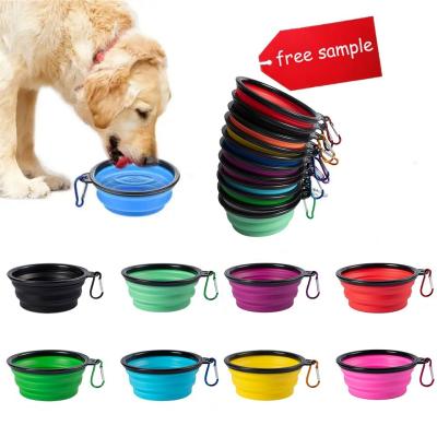 China Collapsible TPE Foldable Silicone Dog Food Bowl 350ML/1000ML Portable Travel Feeding Solution for sale