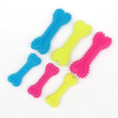 China Durable Rubber Dog Toothbrush Chew Toy Bone Shape Teeth Cleaning Stick for All Breeds for sale