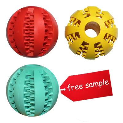 China TPR Dog Chew Toy Treat Dispenser Ball 5-11cm Interactive Puppy Feeding Toy for Teeth Cleaning for sale