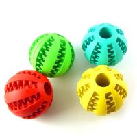 China TPR Dog Chew Toy Treat Dispenser Ball 5-11cm Interactive Puppy Feeding Toy for Teeth Cleaning for sale