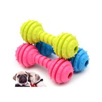 China TPR Bone Shape Dog Chew Toy 12.5cm Barbell Pet Toy for Small Dogs Durable Teething Play for sale