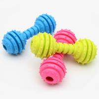 China TPR Bone Shape Dog Chew Toy 12.5cm Barbell Pet Toy for Small Dogs Durable Teething Play for sale