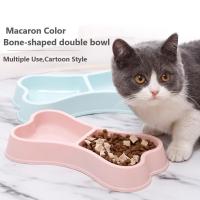 China Sustainable Bone Shape Double Pet Bowl 24x12.5x3.5cm in Macaron Colors for Dogs and Cats for sale