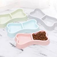 China Sustainable Bone Shape Double Pet Bowl 24x12.5x3.5cm in Macaron Colors for Dogs and Cats for sale