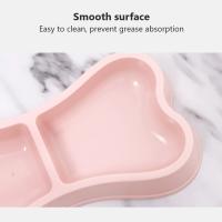 China Sustainable Bone Shape Double Pet Bowl 24x12.5x3.5cm in Macaron Colors for Dogs and Cats for sale