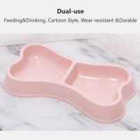 China Sustainable Bone Shape Double Pet Bowl 24x12.5x3.5cm in Macaron Colors for Dogs and Cats for sale