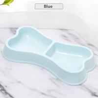 China Sustainable Bone Shape Double Pet Bowl 24x12.5x3.5cm in Macaron Colors for Dogs and Cats for sale
