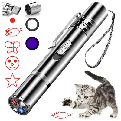 China USB Rechargeable Laser Cat Toy with Purple Red White 3-Color Laser Pointer for Interactive Pet Play for sale