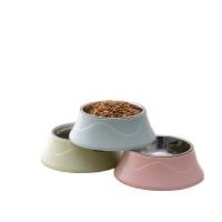 China Custom Stainless Steel Pet Bowl 400ML with Non-Slip Base - Pink Blue Green Colors for Dogs and Cats for sale