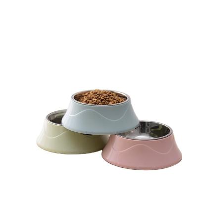 China Custom Stainless Steel Pet Bowl 400ML with Non-Slip Base - Pink Blue Green Colors for Dogs and Cats for sale