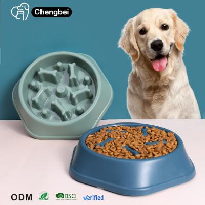 China Pet Slow Feeder Dog Bowl 18.5cm x 23.5cm Anti-Gulping Food Plate for Dogs and Cats with Non-Slip Base for sale