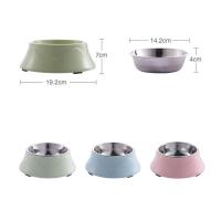 China Custom Stainless Steel Pet Bowl 400ML with Non-Slip Base - Pink Blue Green Colors for Dogs and Cats for sale