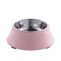 China Custom Stainless Steel Pet Bowl 400ML with Non-Slip Base - Pink Blue Green Colors for Dogs and Cats for sale
