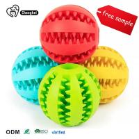 China Durable Dog Chew Toy Food Feeder Ball 5cm 6cm 7cm Tooth Cleaning Interactive Pet Toy for sale