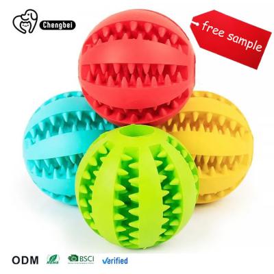 China Durable Dog Chew Toy Food Feeder Ball 5cm 6cm 7cm Tooth Cleaning Interactive Pet Toy for sale