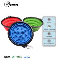 China Collapsible Silicone Pet Slow Feeder Bowl 350ml 1000ml Portable Dog Cat Travel for sale