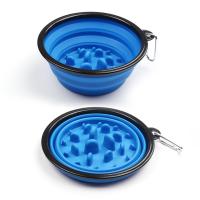 China Collapsible Silicone Pet Slow Feeder Bowl 350ml 1000ml Portable Dog Cat Travel for sale
