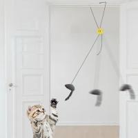 China Retractable Cat Feather Toy with 180cm Rope and 10 Color Options - Interactive Hanging Plush Design for Indoor Cats for sale