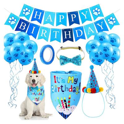 China Dog Birthday Party Supplies Kit with Pull Flags and Adjustable Hats for All Breeds for sale