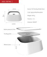 China Plastic Splash Proof Pet Floating Water Bowl 23x23x8cm for Dogs Cats Non Slip Base for sale