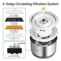 China Stainless Steel Pet Water Fountain 2.5L Quiet Pump with Multiple Nozzles for Cats Dogs for sale