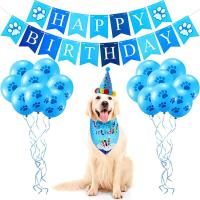 China Pet Party Decoration Set Dog Bandana Hat Tie Balloons Happy Cake Topper Cloth 8pcs for sale