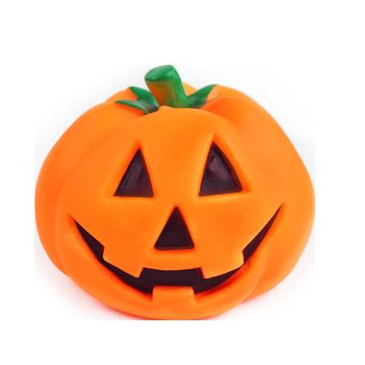 China Halloween Pumpkin Pet Squeak Toys Interactive Rubber Chew Toy for Dogs 10cm for sale