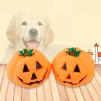China Halloween Pumpkin Pet Squeak Toys Interactive Rubber Chew Toy for Dogs 10cm for sale