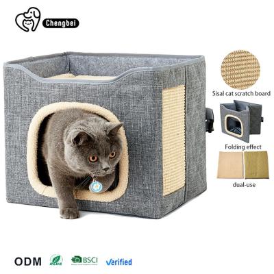 China Double Layer Cat Cube Nest Pet Warm Sleeping Bed Folding Cat House 2 Level for Dogs Cats Small Animals for sale