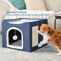 China Warm Pet Sleeping Double Layer Fabric Cat Cave Popular Foldable Indoor Large Cat House for sale