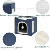 China Warm Pet Sleeping Double Layer Fabric Cat Cave Popular Foldable Indoor Large Cat House for sale