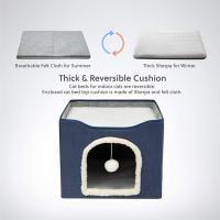 China Warm Pet Sleeping Double Layer Fabric Cat Cave Popular Foldable Indoor Large Cat House for sale