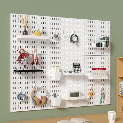 China Plastic Pegboard Drill-Free Wall-Mounted Single Tier Storage Rack Jewelry Holder Waterproof Multifunction Bathroom Study Shelf for sale
