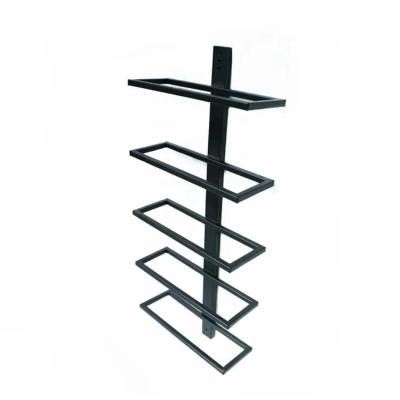 China Wall-mounted Wine Rack (holds 9 Bottles) Black Metal Wine Bottle Rack Kitchen Storage for sale